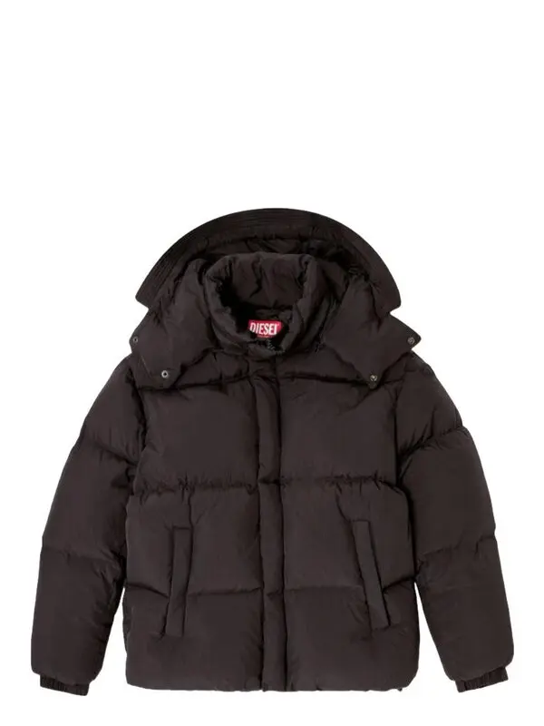 DIESEL® W-rolfys Padded Down Jacket With Logo Patch - Black