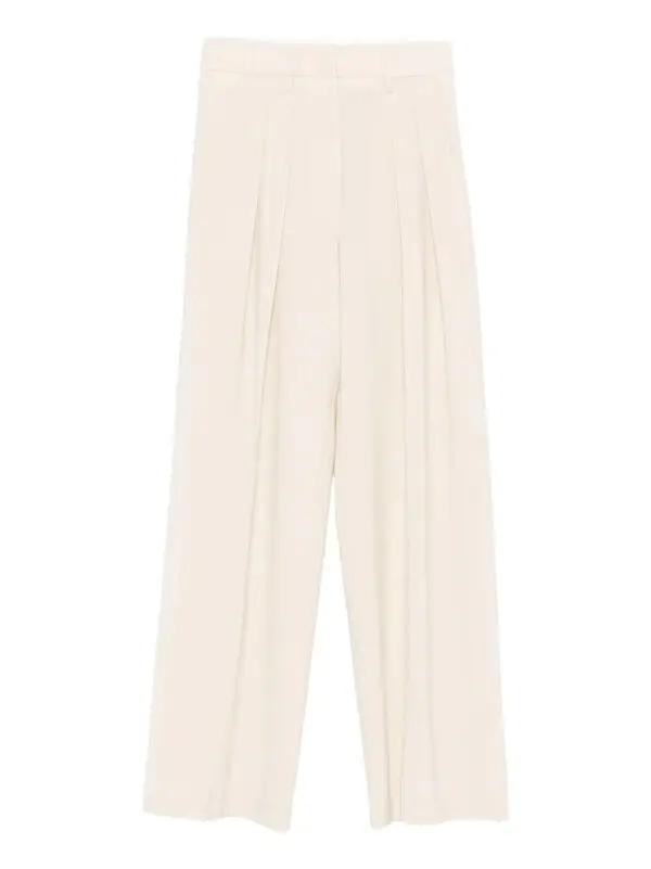 FORTE_FORTE Belted Trousers With Pleated Details - White