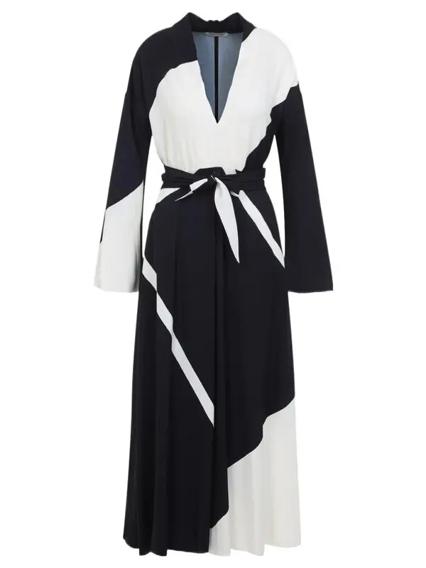 Alberta Ferretti Long Sleeve Geometric Print Viscose Dress - Fantasia Nero