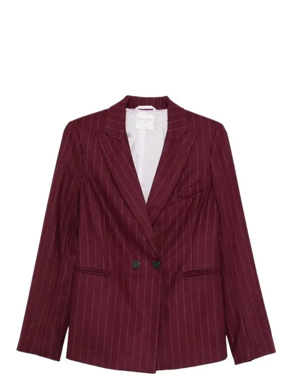 FORTE_FORTE Double-breasted Pinstripe Blazer - Brown