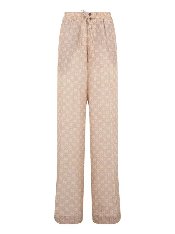 Dries Van Noten Printed Wide-leg Trousers - Beige