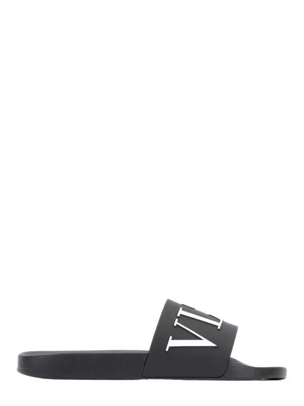 Valentino Garavani Vltn Logo Detail Pool Slides - Black/white