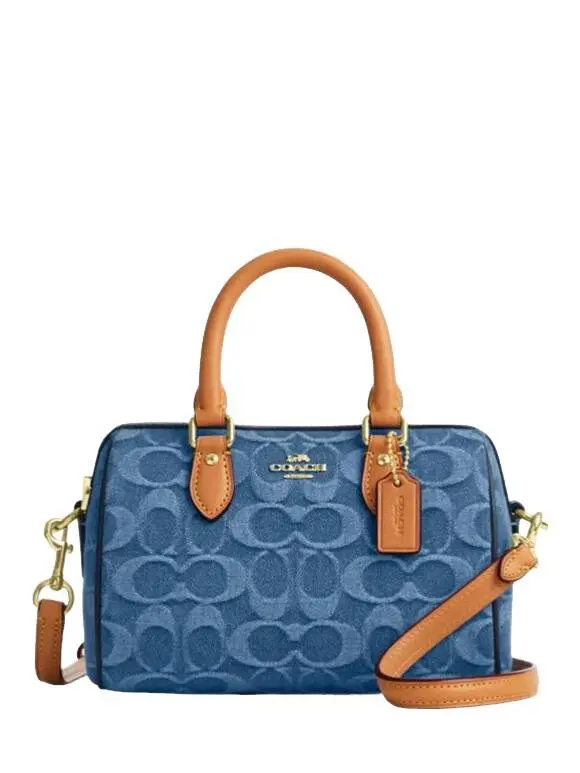 COACH Mini Rowan Crossbody Bag In Signature Denim - Indigo