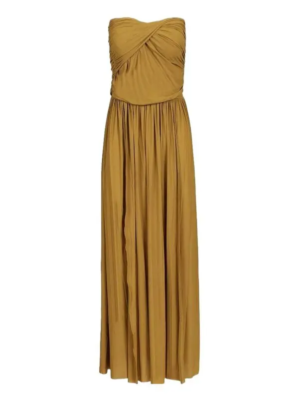 AMAZUIN Strapless Draped Sweetheart Neckline Dress - Brown