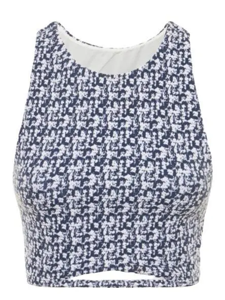 The Upside Jacquard Pattern Cropped Vest - Blue