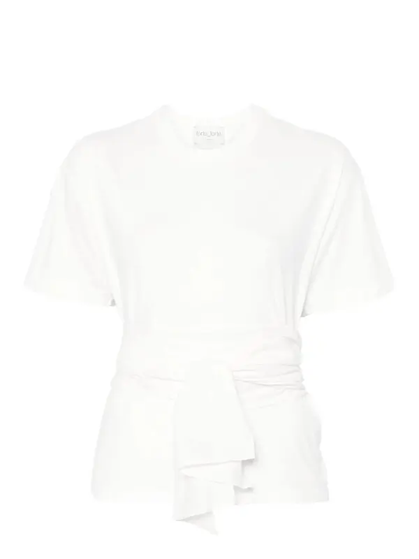 FORTE_FORTE Round Neck Self-tie T-shirt - White