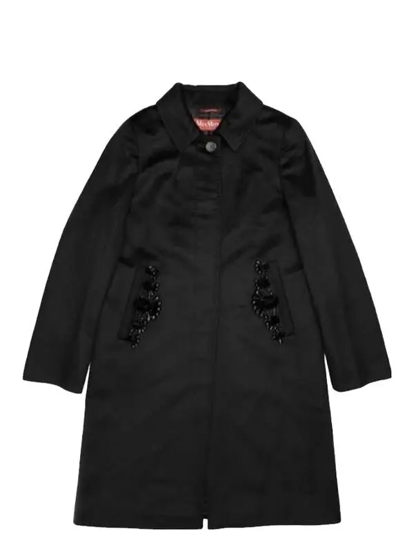 Max Mara Lapel Coat With Embellished Pockets - Black