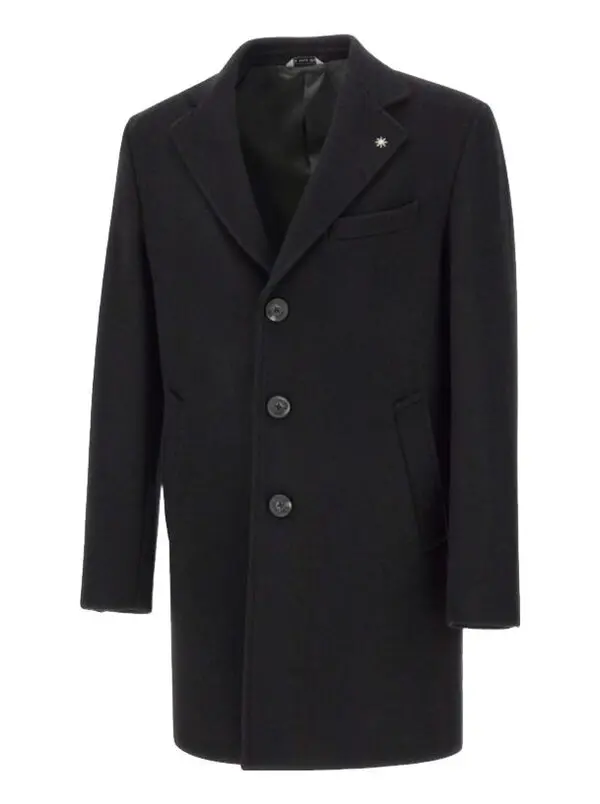 MANUEL RITZ Notched Lapel Wool Coat - Black