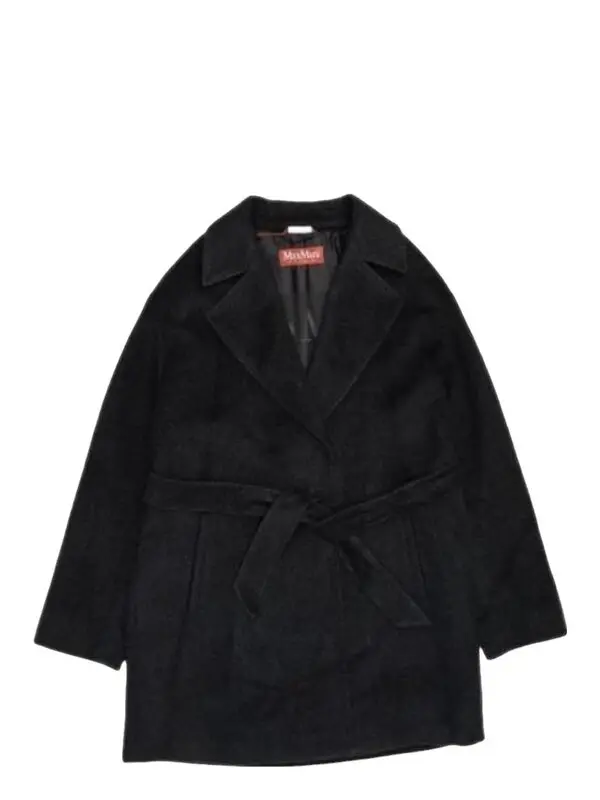 Max Mara Lapel Belted Coat - Black