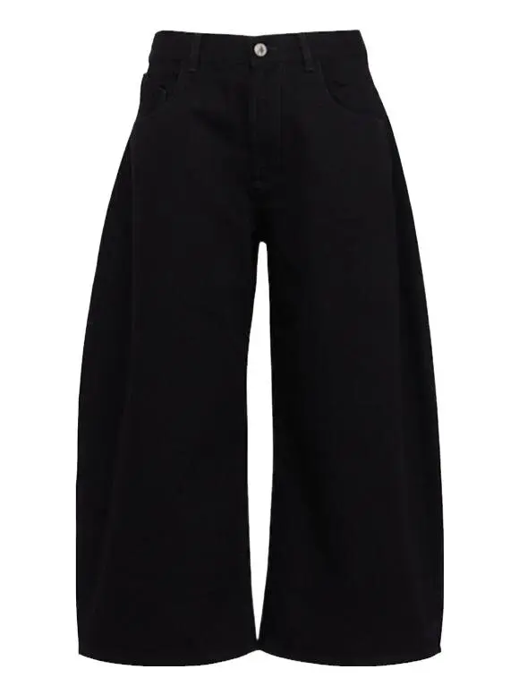 Attico Curved Cropped Jeans - Black