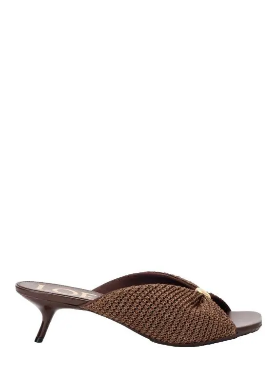Loewe Raffia Effect Sandals With Logo Detail - Brown