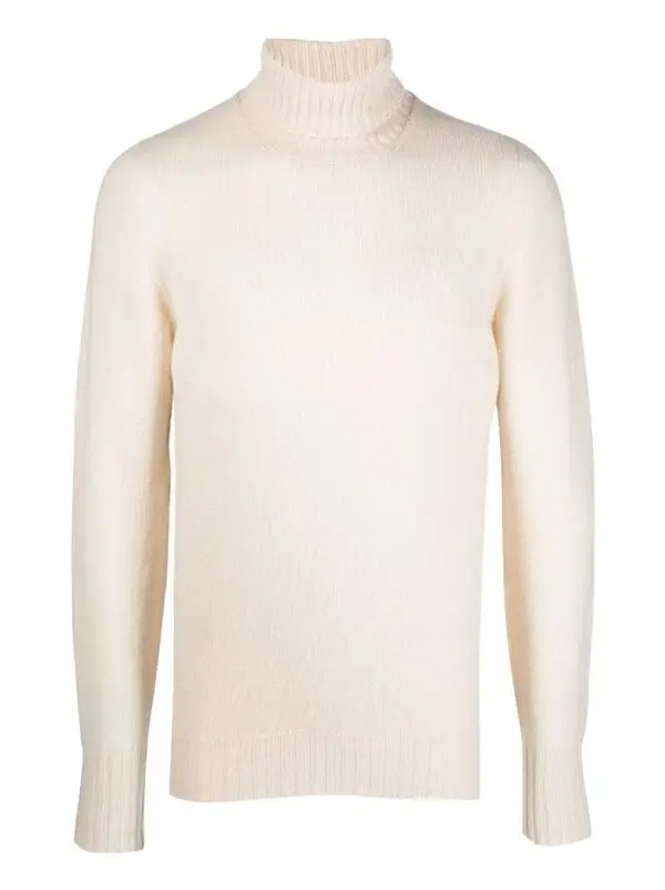 DRUMOHR Ribbed Knit High Neck Jumper - White