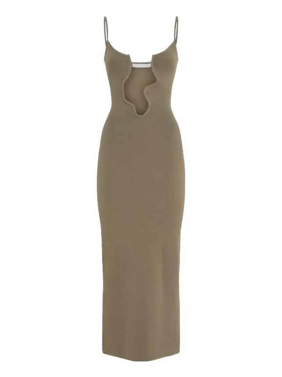 Christopher Esber Spaghetti Strap V-neck Dress - Brown