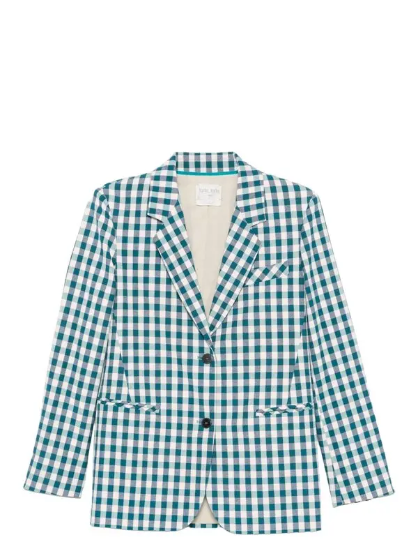FORTE_FORTE Cotton Gingham Oversized Jacket - Green