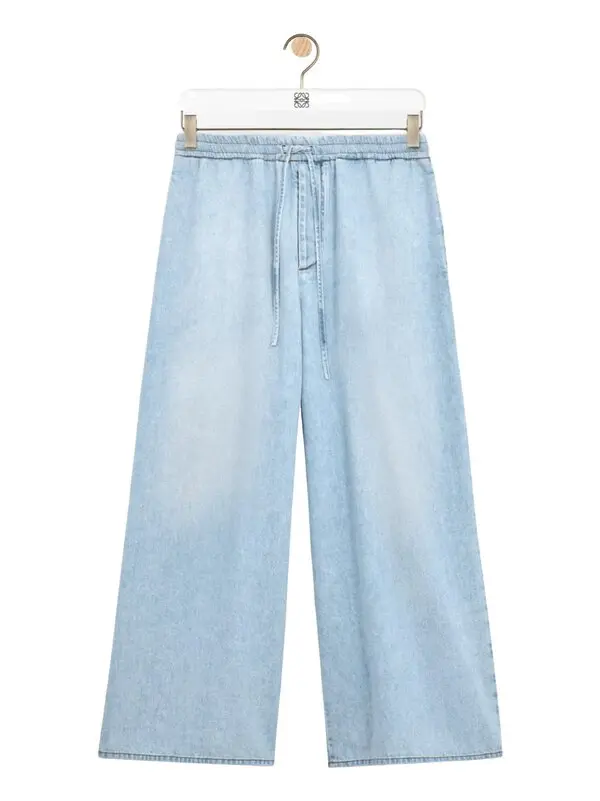 Loewe Relaxed Fit Drawstring Denim Trousers - Washed Blue