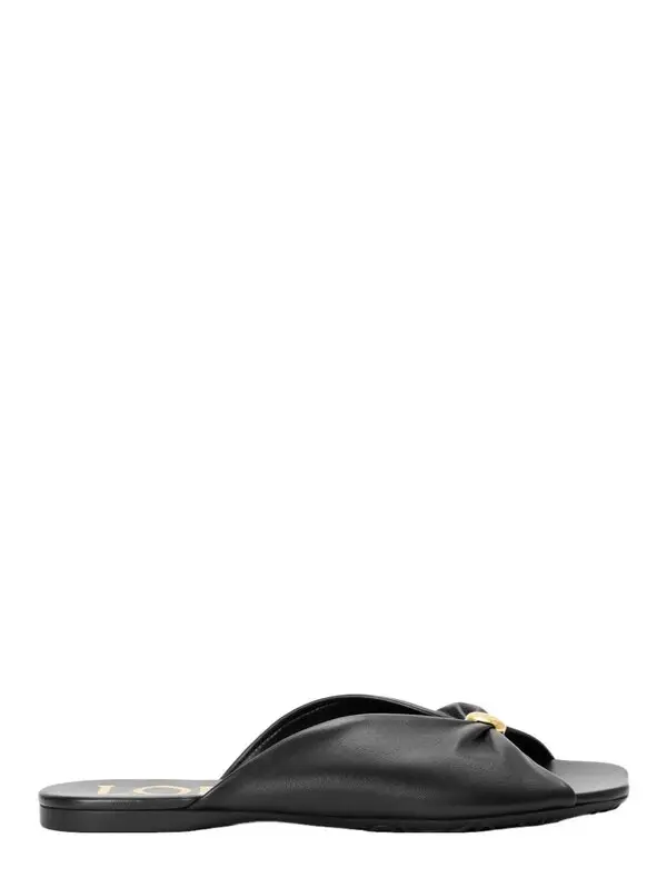 Loewe Nappa Lambskin Flat Sandals With Anagram Detail - Black