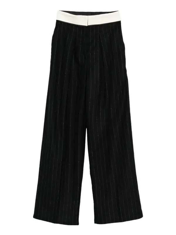 FORTE_FORTE Pinstriped Wide Leg Sartorial Pants - Black