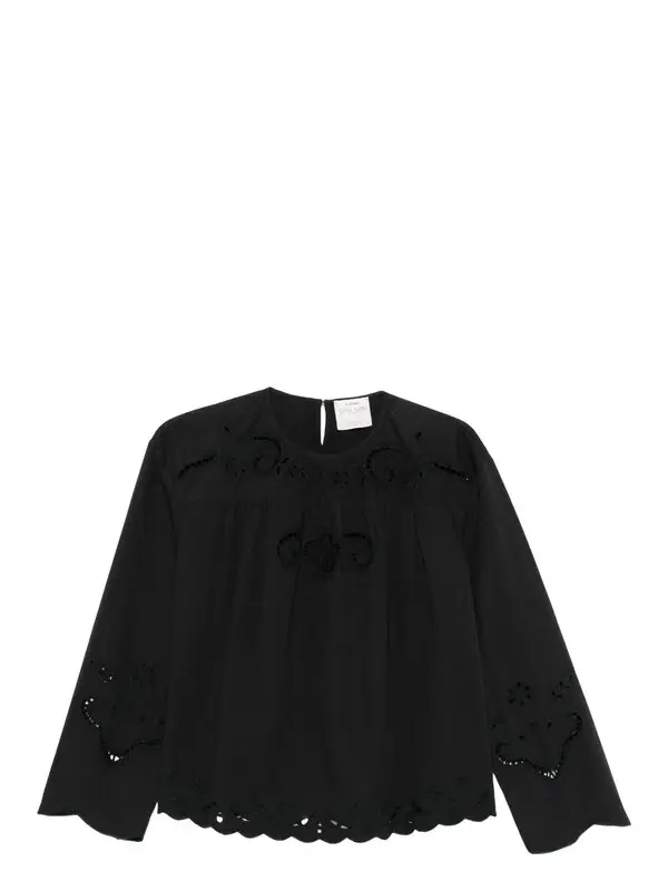 FORTE_FORTE Long Sleeved Embroidered Cover-up - Black