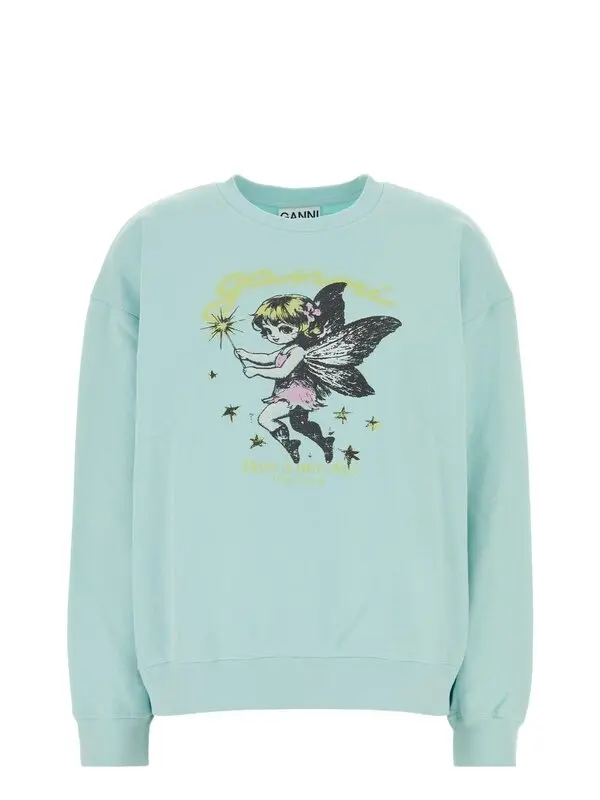 GANNI Fairy Print Oversized Sweatshirt - Light Blue