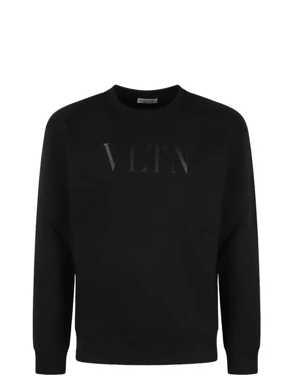 Valentino Garavani Vltn Logo Printed Crewneck Sweatshirt - Black