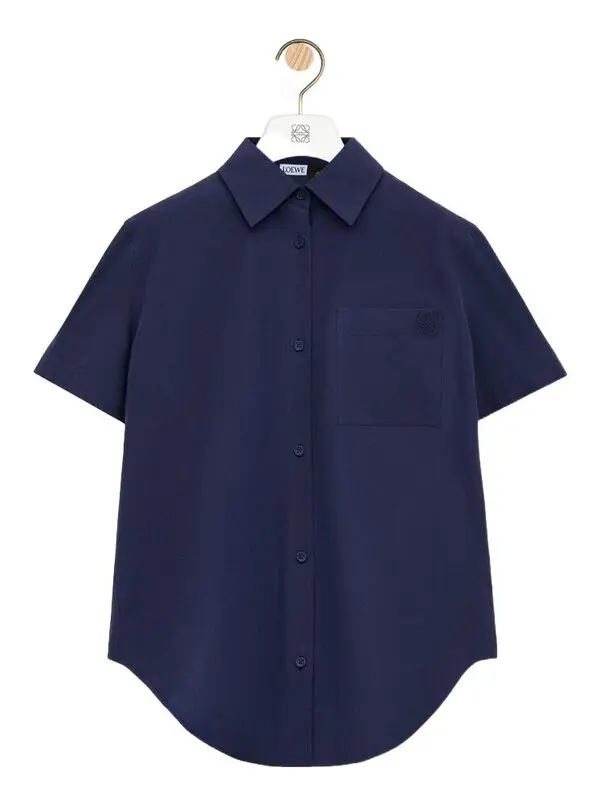 Loewe Short-sleeved Shirt With Embroidered Letter Rearrangement - Navy Blue