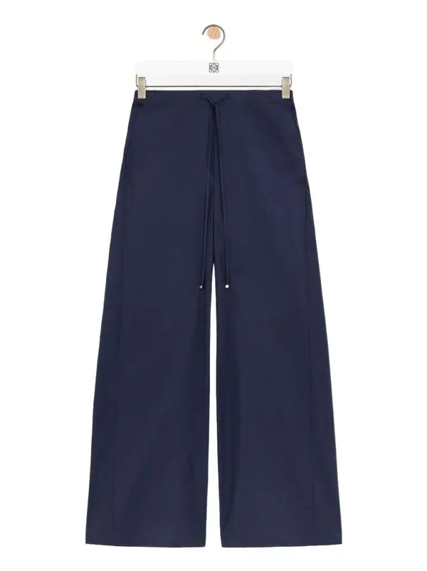 Loewe Drawstring Wide Leg Trousers With Logo Detail - Navy Blue