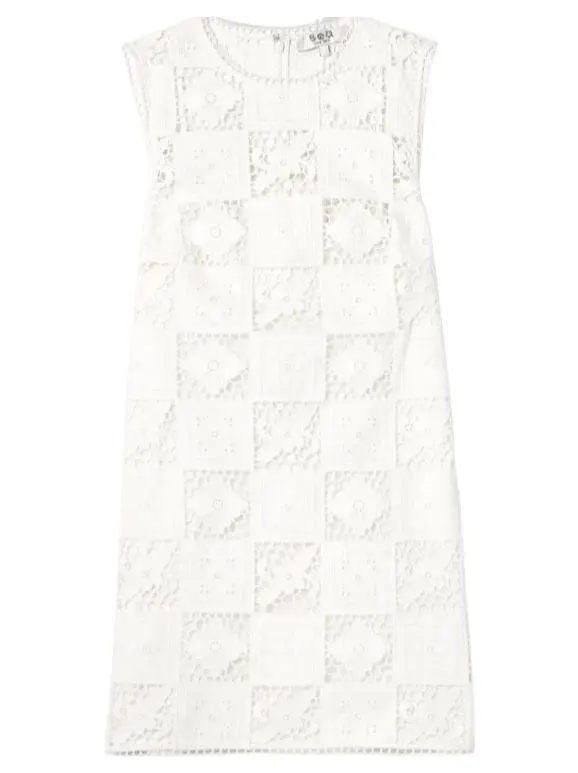 Sea Spliced Embroidered Mini Dress - White