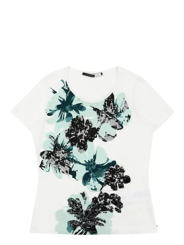 Sportmax Printed T-shirt With Round Neck And Short Sleeves - White