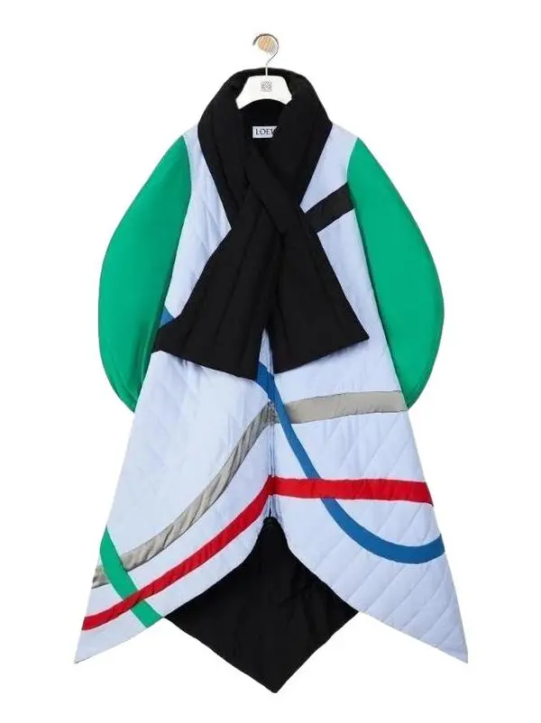 Loewe Collarless Sewn Leather Coat - Blue