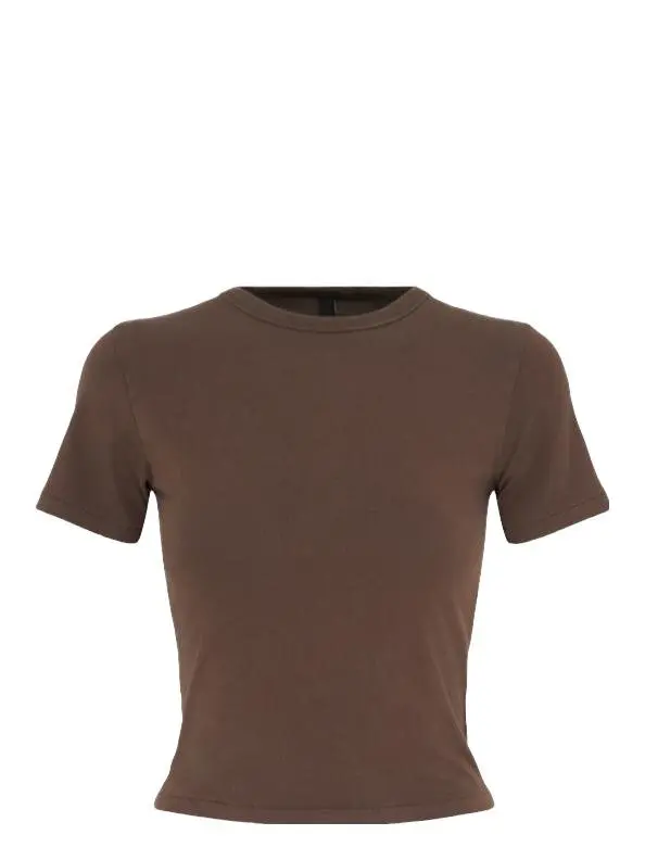 ENTIRE STUDIOS Crew Neck Cropped T-shirt - Brown