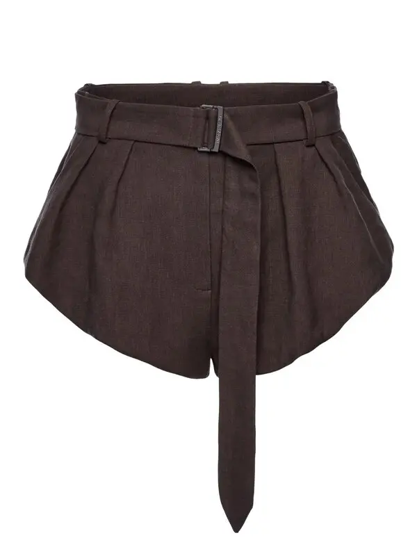 Magda Butrym Belted Pleated Mini Shorts - Black