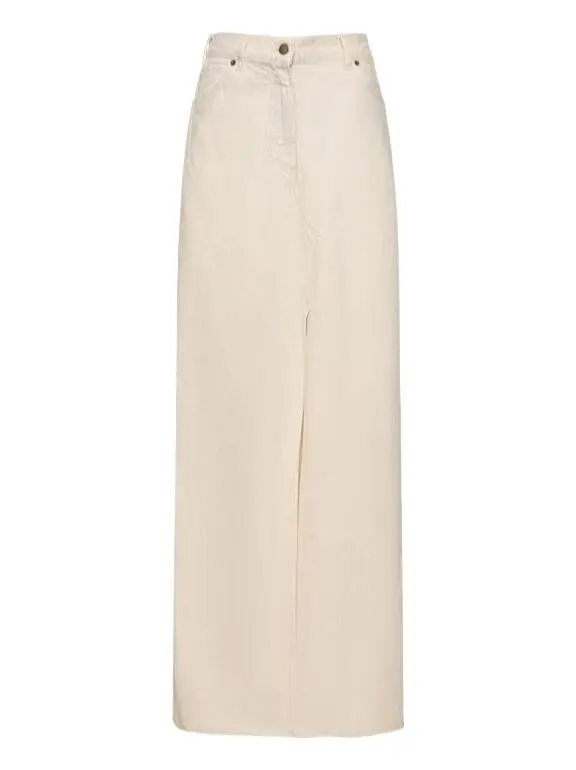 DARKPARK Emma Cotton Denim Midi Skirt - Nude