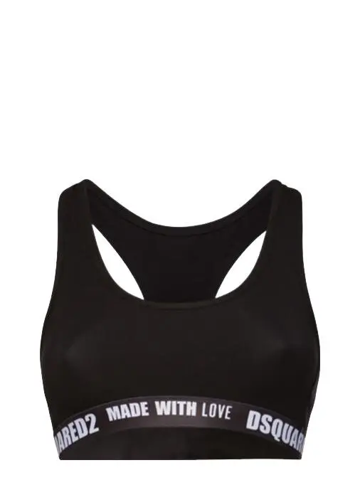 Dsquared2 Made With Love Logo Tape Sport Bra - Black