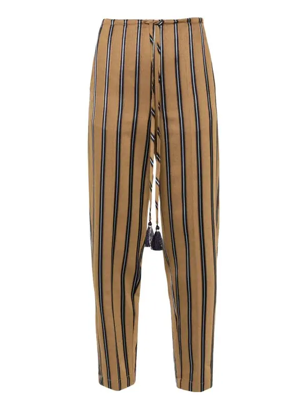 FORTE_FORTE Striped Drawstring Trousers - Brown