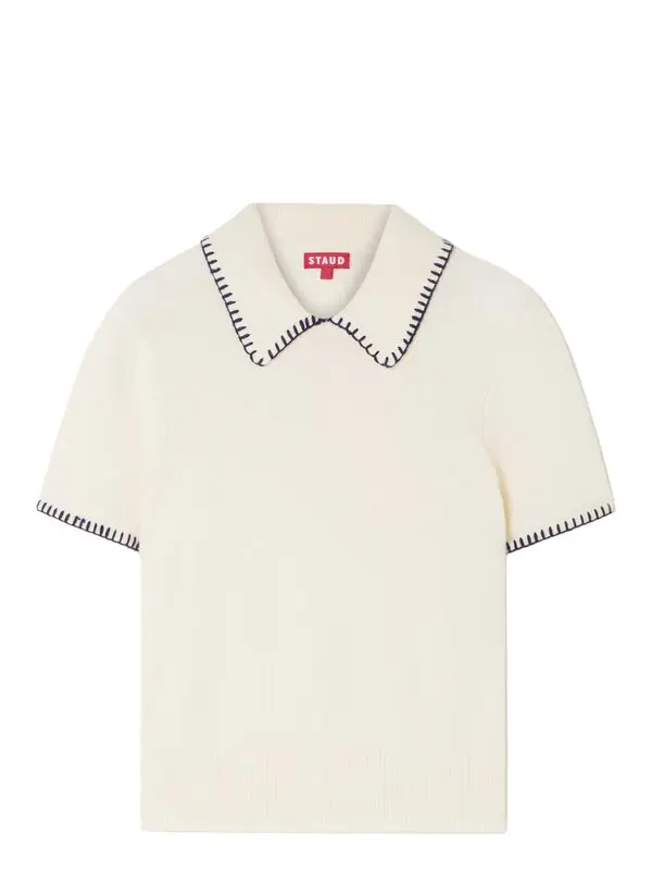 Staud Windsor Wool Blend Polo Shirt - Ivory