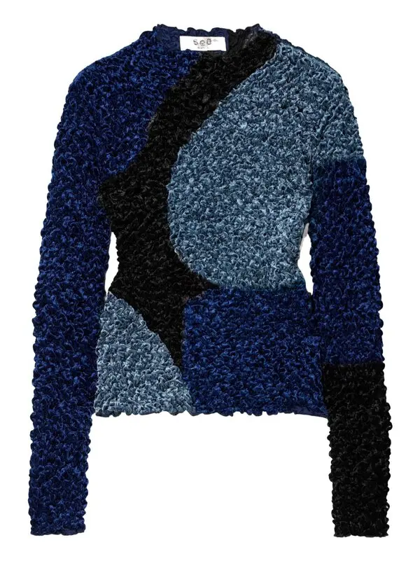 Sea Crushed Velvet Swirl Top - Black
