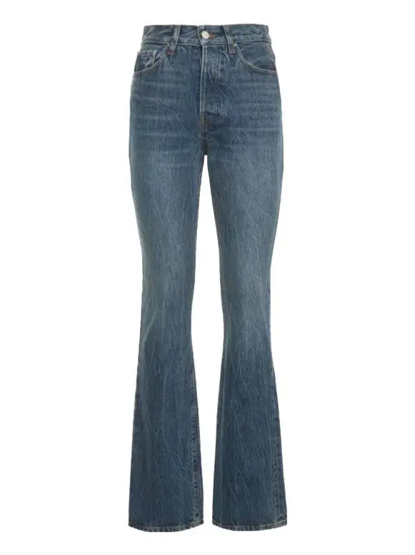 Amiri High Rise Cotton Denim Bootcut Jeans - Blue
