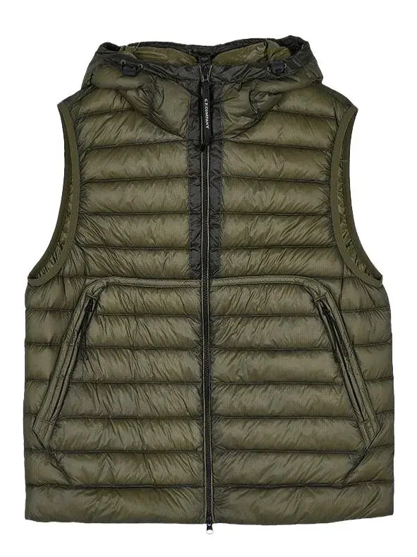 C.P. COMPANY Hooded Zip-up Vest - Green