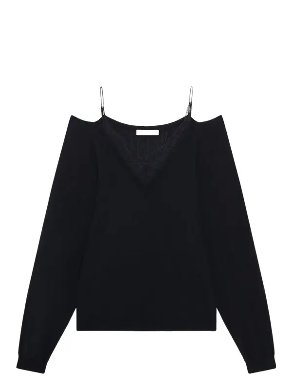 IRO PARIS V-neck Lace Trim Sweater - Black