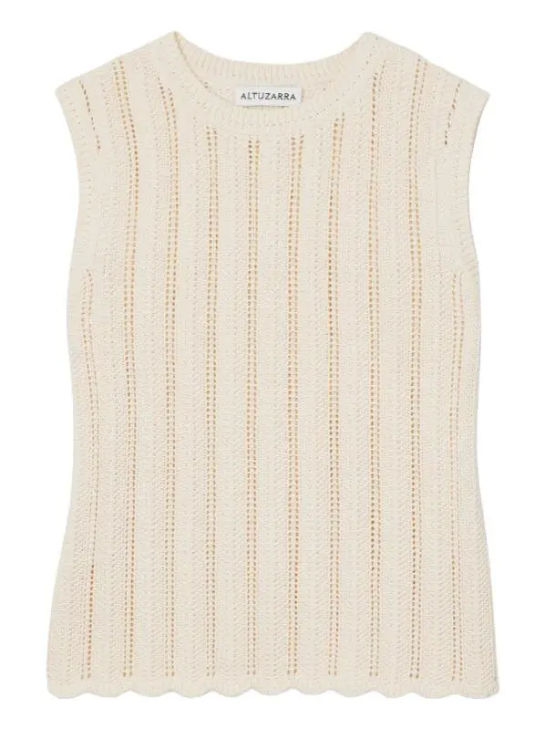Altuzarra Ribbed Open-knit Organic Cotton Top - Nude