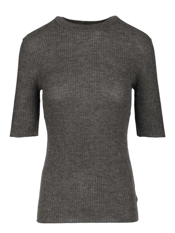 Arch4 Ribbed Short-sleeve Sweater - Black