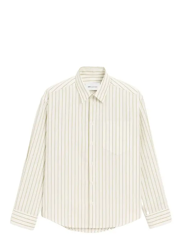 AMI Paris De Coeur Striped Boxy Shirt - No