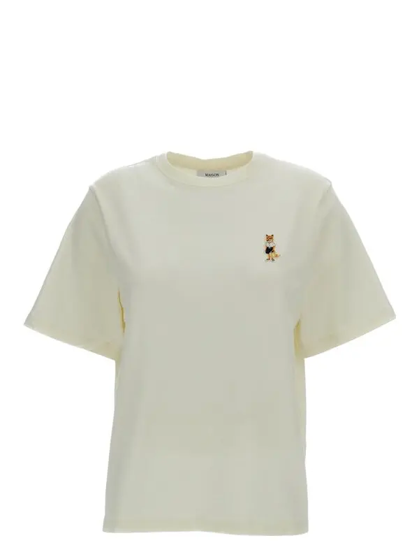 Maison Kitsuné Embroidered Fox Patch Crewneck T-shirt - White