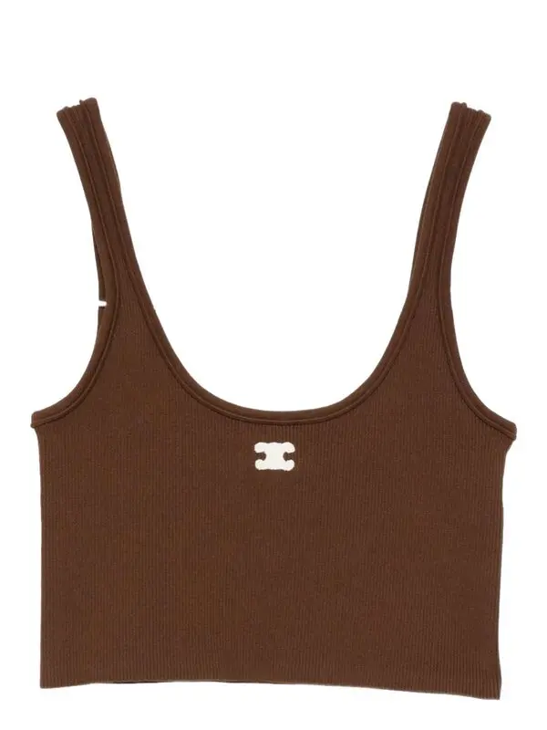 Celine Triomphe Athletic Cotton Bra - Brown