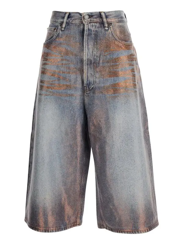 Acne Studios Judda Glitter Denim Shorts - Blue