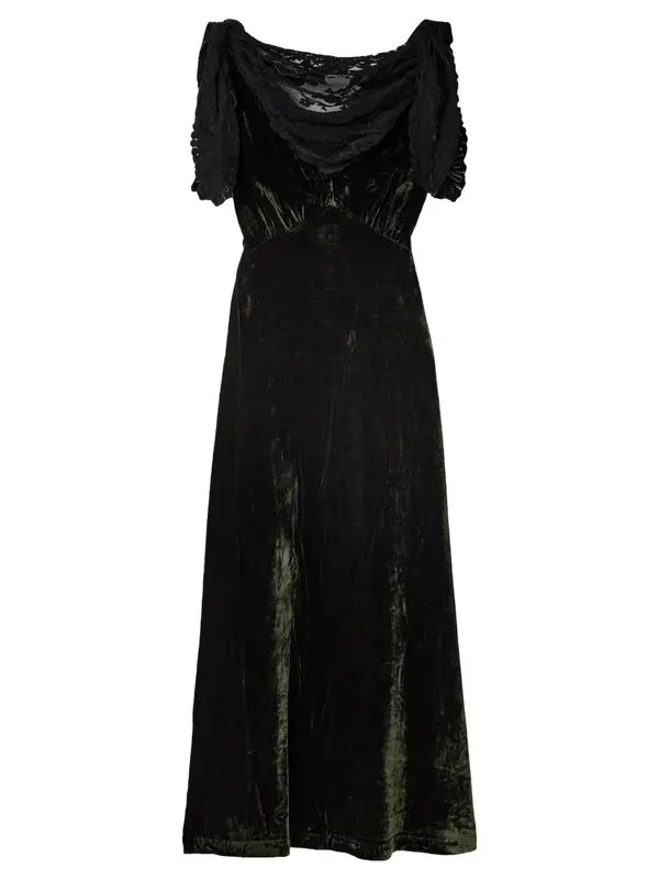 Sea Norabelle Lace-trimmed Crushed-velvet Maxi Dress - Black