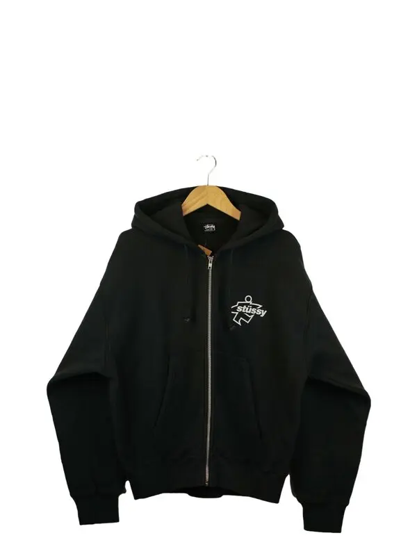 StÜssy Graphic Zip-up Hoodie - Black