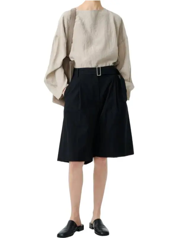 Studio Nicholson Belted Pleated Shorts - Black