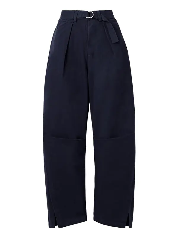 Sea Carolyn Belted Cotton-canvas Barrel-leg Pants - Black