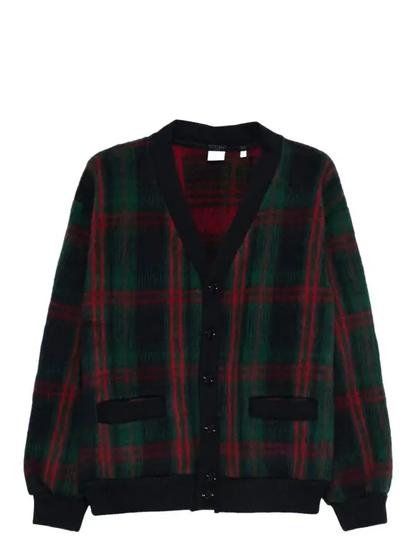 Aspesi Plaid Wool Cardigan - Black